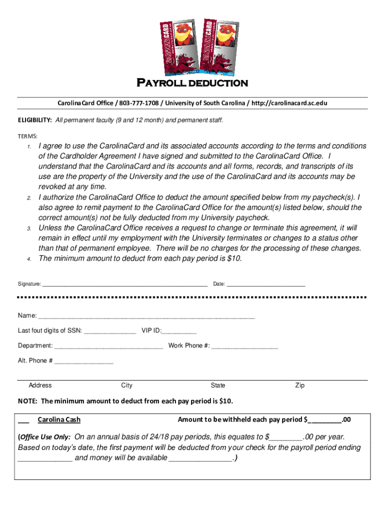 Fillable Online PAYROLL DEDUCTION Fax Email Print - pdfFiller
