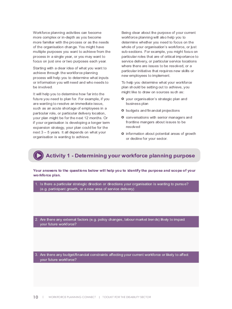 Fillable Online Workforce Planning Connect Toolkit for the Disability ...
