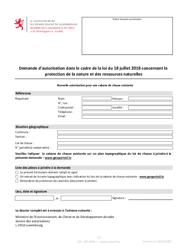 Remplissable En Ligne environnement public Demande d'autorisation dans le cadre de la loi du 18 ...