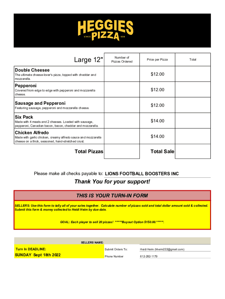 Fillable Online 2022 Heggies Pizza Order Forms new.xls Fax Email Print ...