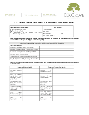 Fillable Online CITY OF ELK GROVE SIGN APPLICATION FORM Fax Email Print ...