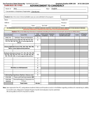 Fillable Online grad sfsu Form Begins on Page 2 (FORM MUST BE TYPED ...