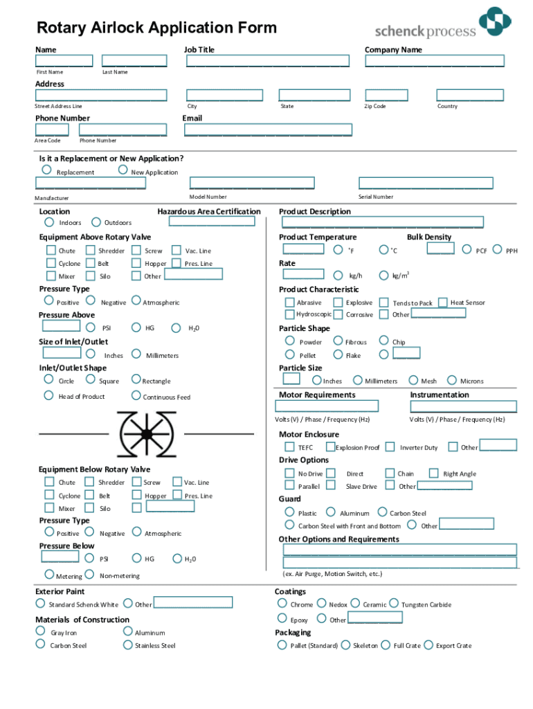 Fillable Online Rotary Airlock Application Form Fax Email Print - pdfFiller