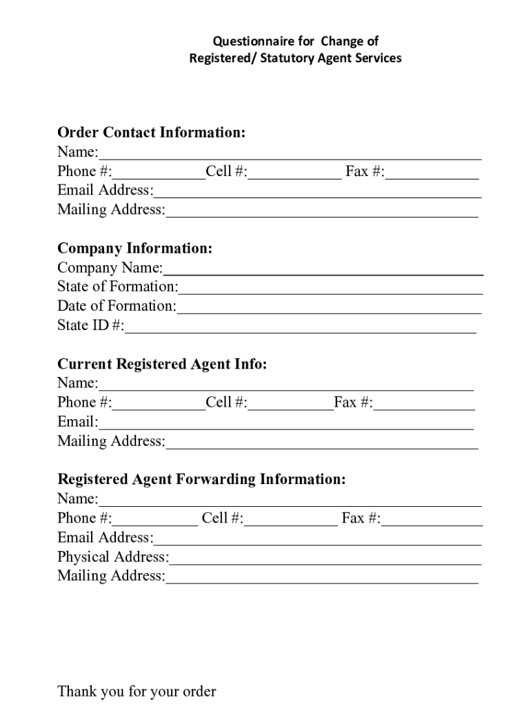 Fillable Online Change of Agent Forms for Entities - Division of ...