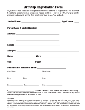 Fillable Online Art Stop Registration Form Fax Email Print - pdfFiller