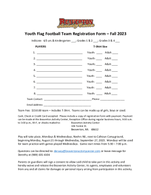 Fillable Online Youth Flag Football Team Registration Form 2023.docx ...