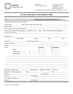 Fillable Online ACTION TEAM EVENT FLYER REQUEST FORM Fax Email Print ...