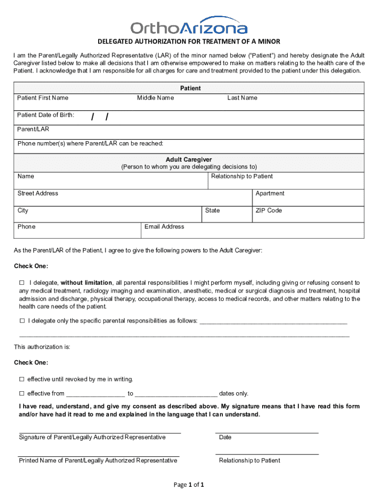 Fillable Online DELEGATED AUTHORIZATION FOR TREATMENT OF A ... Fax Email Print - pdfFiller