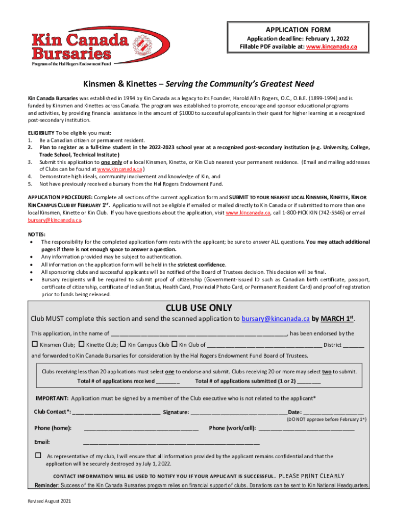 Fillable Online Kinsmen foundation application Fax Email Print - pdfFiller