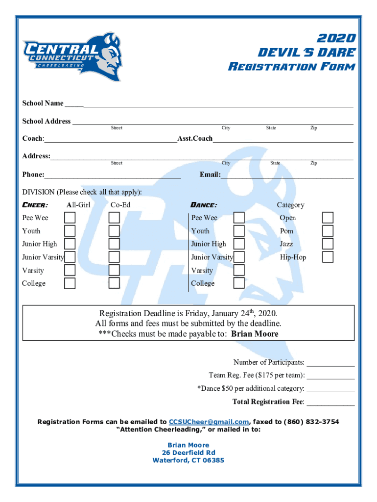 Fillable Online 2020 DEVIL'S DARE REGISTRATION FORM Fax Email Print ...