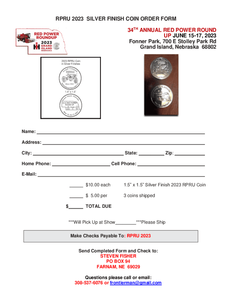 Fillable Online rpru 2023 silver finish coin order form Fax Email Print ...