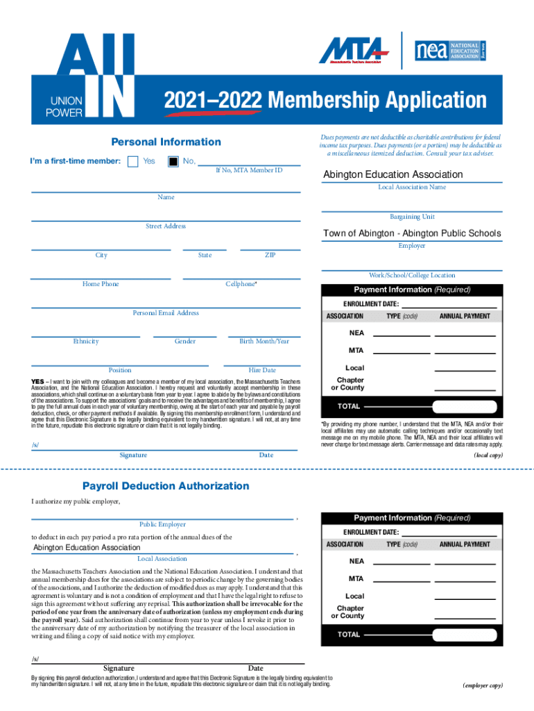 Fillable Online 20212022 Membership Application Fax Email Print - pdfFiller