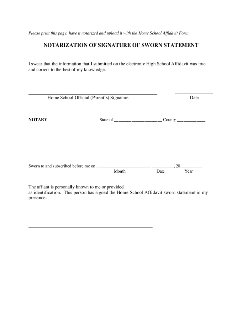 Fillable Online Notification of Signature of Sworn Statement Fax Email ...