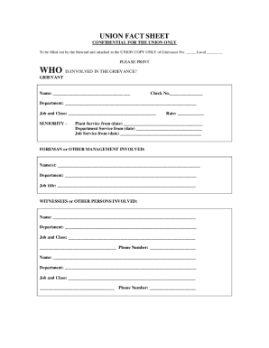 Fillable Online m usw UNION FACT SHEET Fax Email Print - pdfFiller
