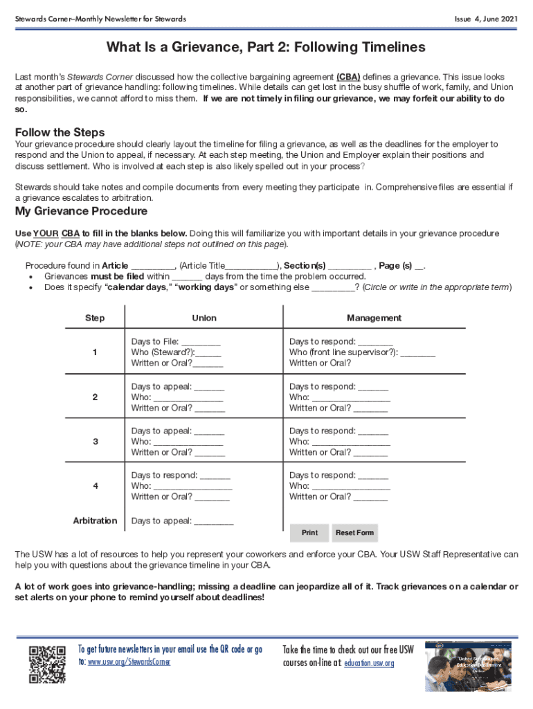 Fillable Online m usw Steward's Corner: How to Think Like an Organizer ...