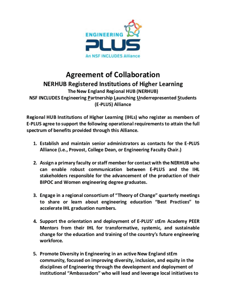 Fillable Online Agreement of Collaboration - Engineering PLUS Alliance Fax Email Print - pdfFiller