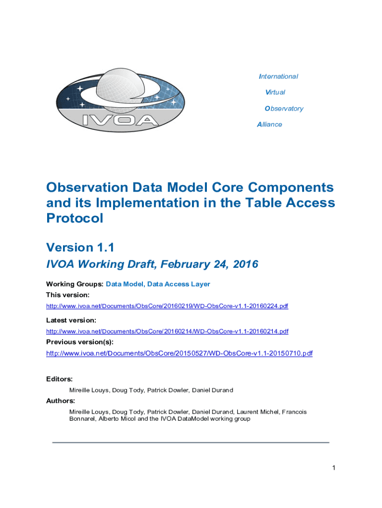 Fillable Online Observation Data Model Core Components, its ... Fax Email Print - pdfFiller