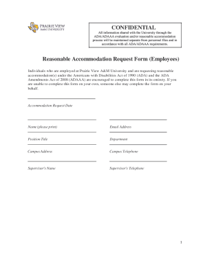 Fillable Online Reasonable Accommodation Request Form (Employees) Fax ...