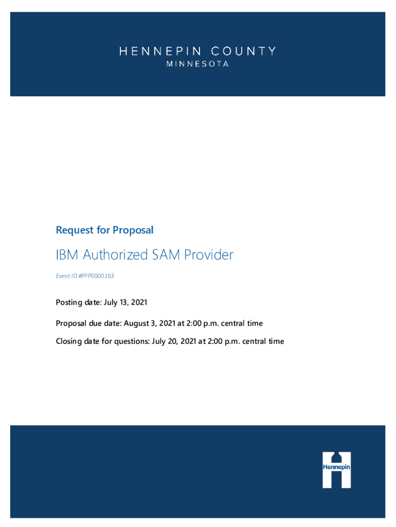 Fillable Online Request for Proposal - IBM Authorized SAM Provider Fax ...