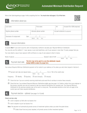 Fillable Online Automated Minimum Distribution Request. Minnesota Deferred Compensation Plan Fax ...