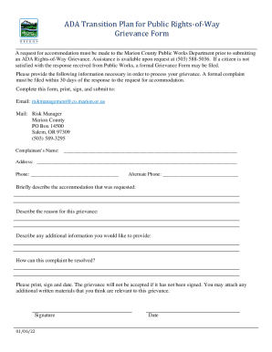 Fillable Online co marion or ADA Request for Accommodation Form Public Rights of Way Fax Email ...