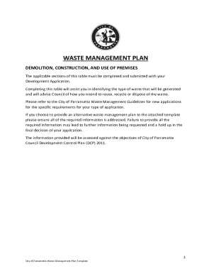 Fillable Online businesspapers parracity nsw gov Waste management plan ...
