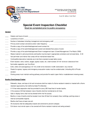 Fillable Online Special Event Inspection Checklist Fax Email Print ...