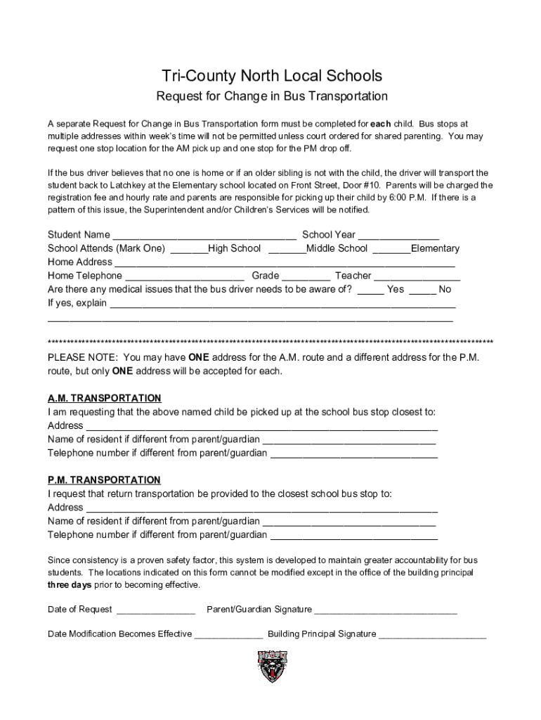 Fillable Online Request a Bus Stop Change - Escambia County School ...