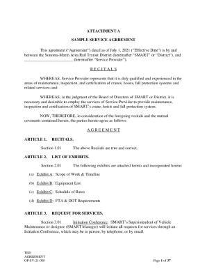 Fillable Online ATTACHMENT A SAMPLE SERVICE AGRREMENT Fax Email Print ...
