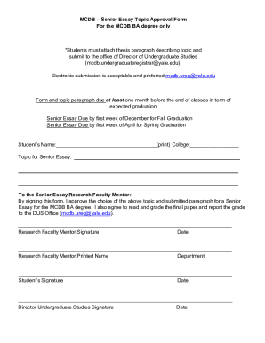 Fillable Online mcdb yale Senior ThesisDepartment of Molecular Biology ...