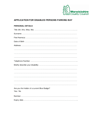 Fillable Online Disabled Parking Bay Application Form Fax Email Print ...