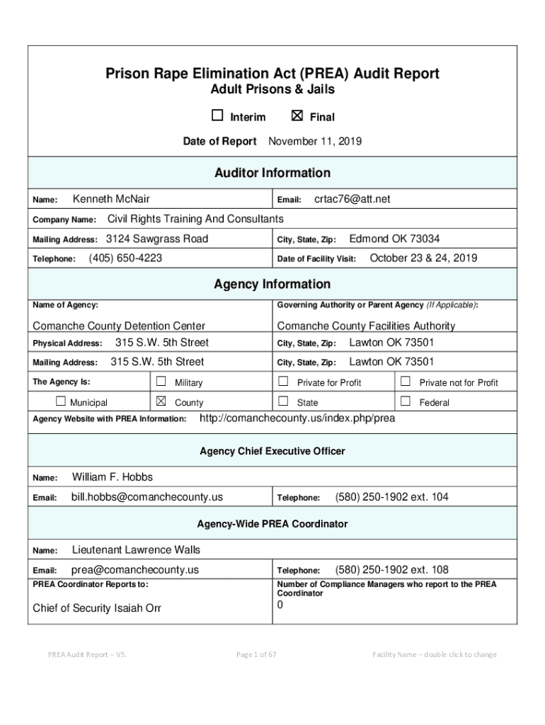 Fillable Online PREA COMPLIANCE CERTIFICATE Fax Email Print - pdfFiller