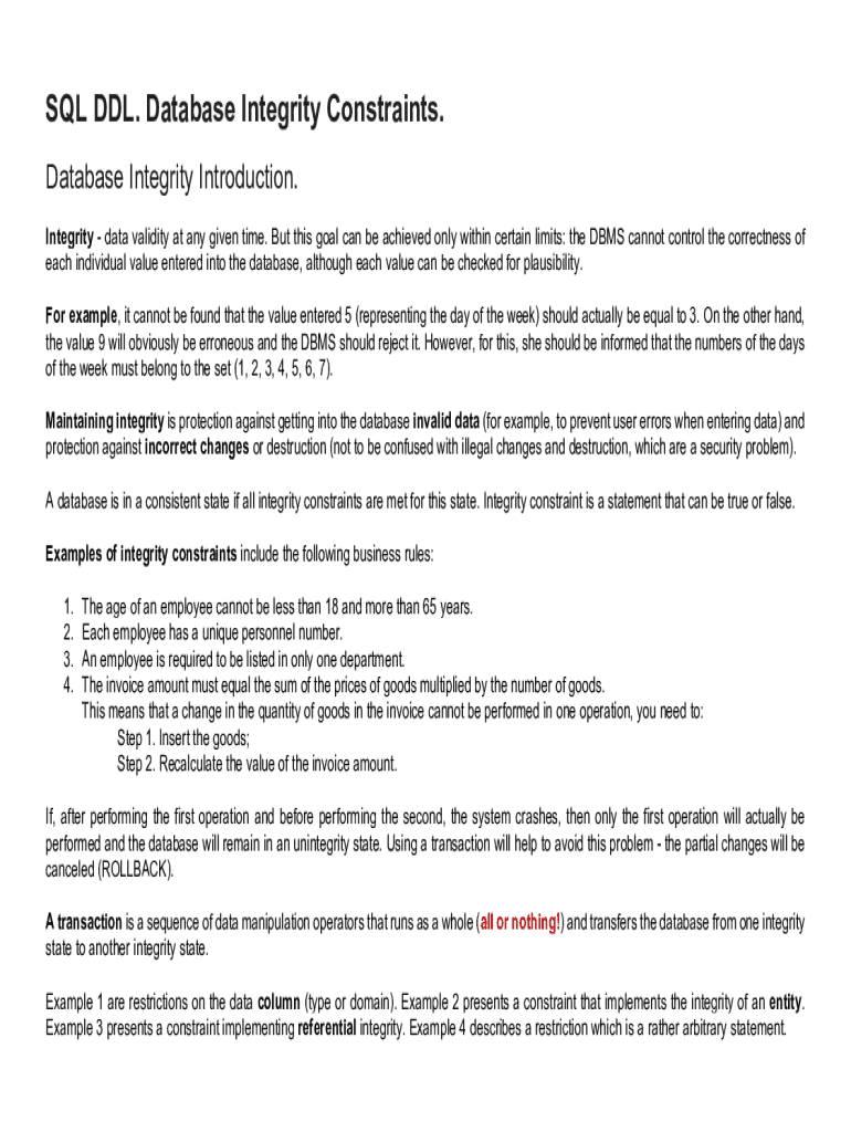 Fillable Online Using DDL Statements Fax Email Print - pdfFiller Fillable Online Using DDL Statements Fax Email Print - pdfFiller
