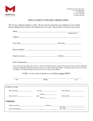 Fillable Online I received a damaged or incorrect diploma Fax Email ...