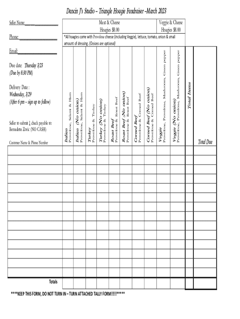 Fillable Online DJS Triangle Hoagie Order Form 2022 Fax Email Print ...