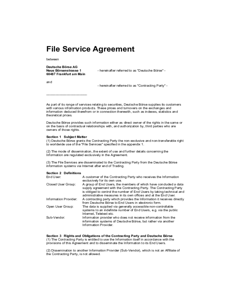 Fillable Online File Service Agreement Fax Email Print - pdfFiller