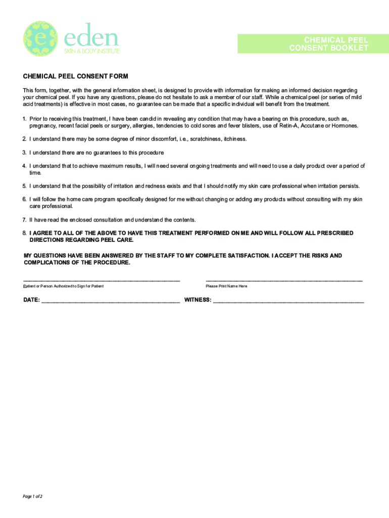 Fillable Online Chemical Peel Consent Form Template Fax Email Print ...