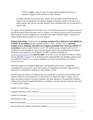 Fillable Online Student Remote Attendance Request Student Caregiver ...