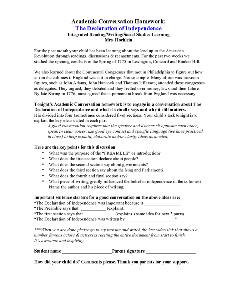 Fillable Online Teach the Declaration of Independence the Fun Way! Fax ...