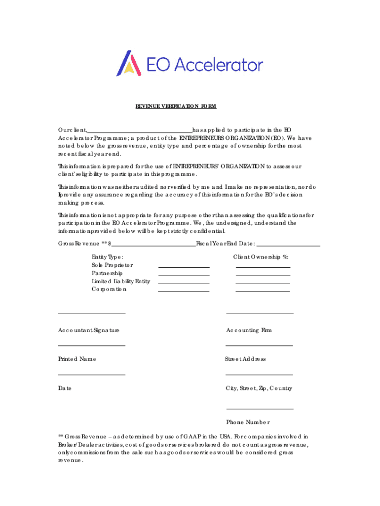 Fillable Online revenue verification form Fax Email Print - pdfFiller