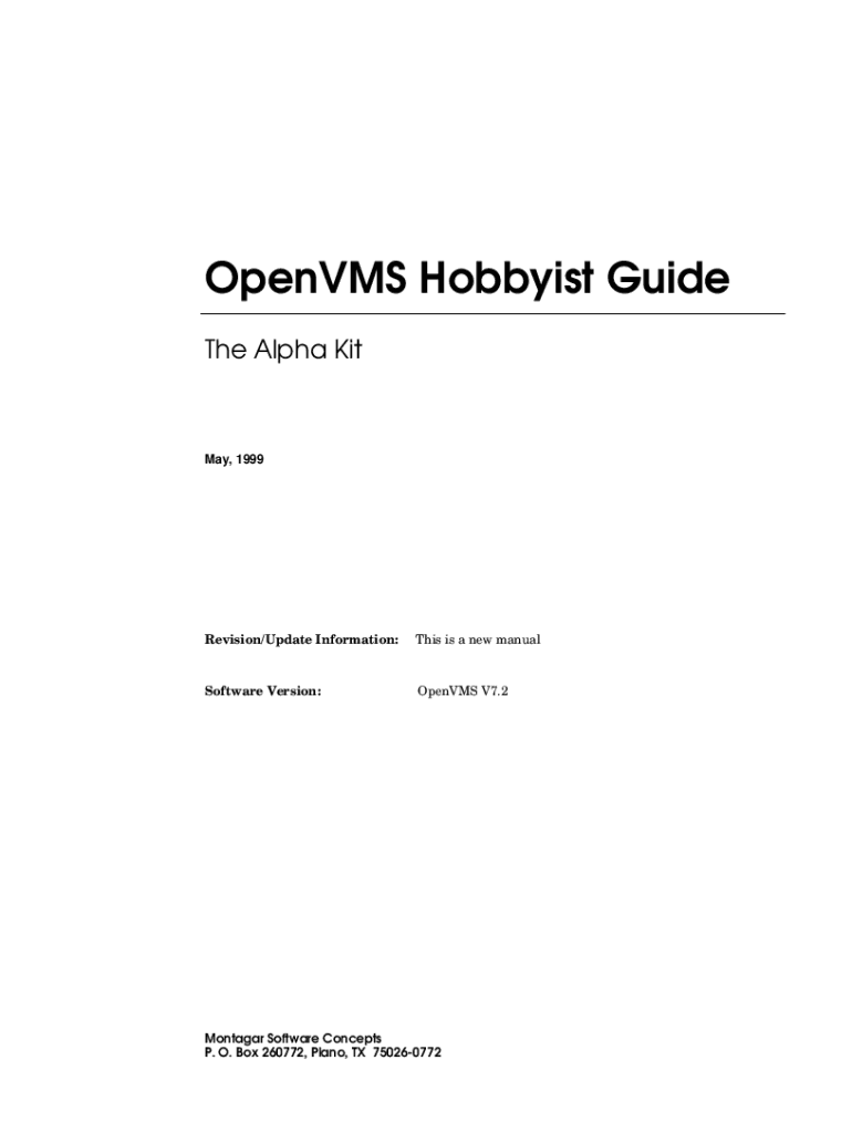 Fillable Online OpenVMS Alpha Version 7.2 Upgrade and Installation Manual Fax Email Print ...