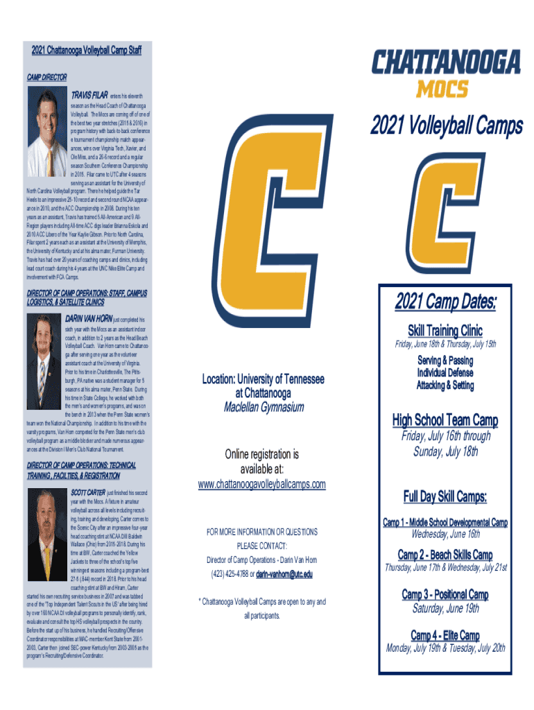 Fillable Online Volleyball - University of Tennessee at Chattanooga Athletics Fax Email Print ...