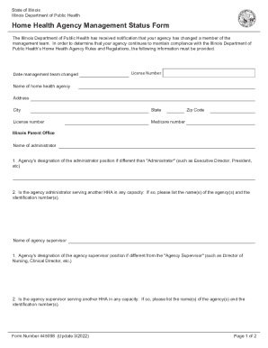 Fillable Online HHA Management Status Form 445098. Use to notify the ...