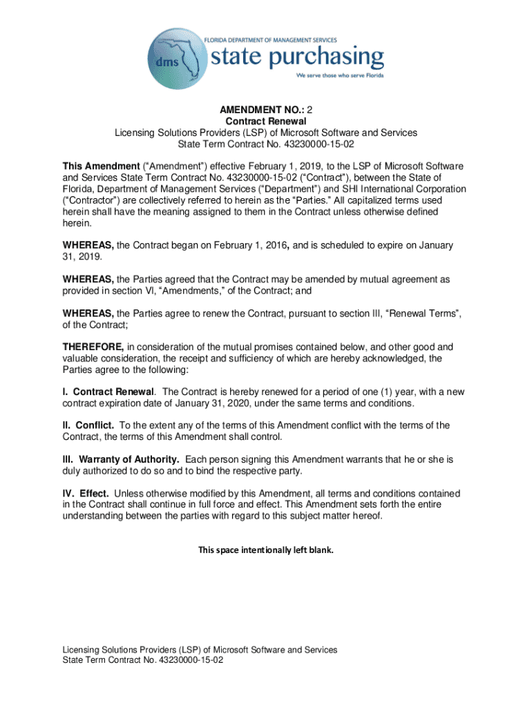 Fillable Online AMENDMENT AND RENEWAL Sample Clauses Fax Email Print ...