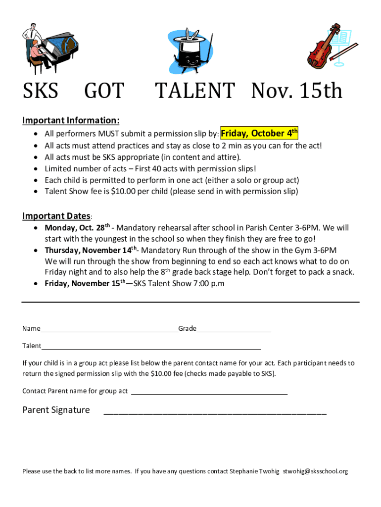 Fillable Online School Permission Slip Template - PDF ... Fax Email ...