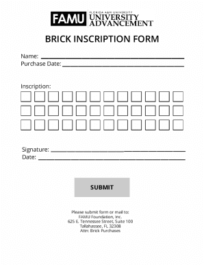 Fillable Online Brick Inscription Form Fax Email Print - pdfFiller
