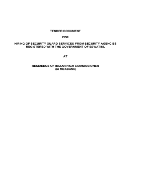 Fillable Online TENDER DOCUMENT FOR HIRING OF SECURITY GUARD ... Fax ...