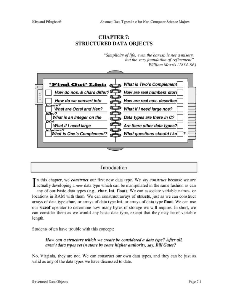 Fillable Online Data Structures in C for Non-Computer Science Majors Kirs ... Fax Email Print ...