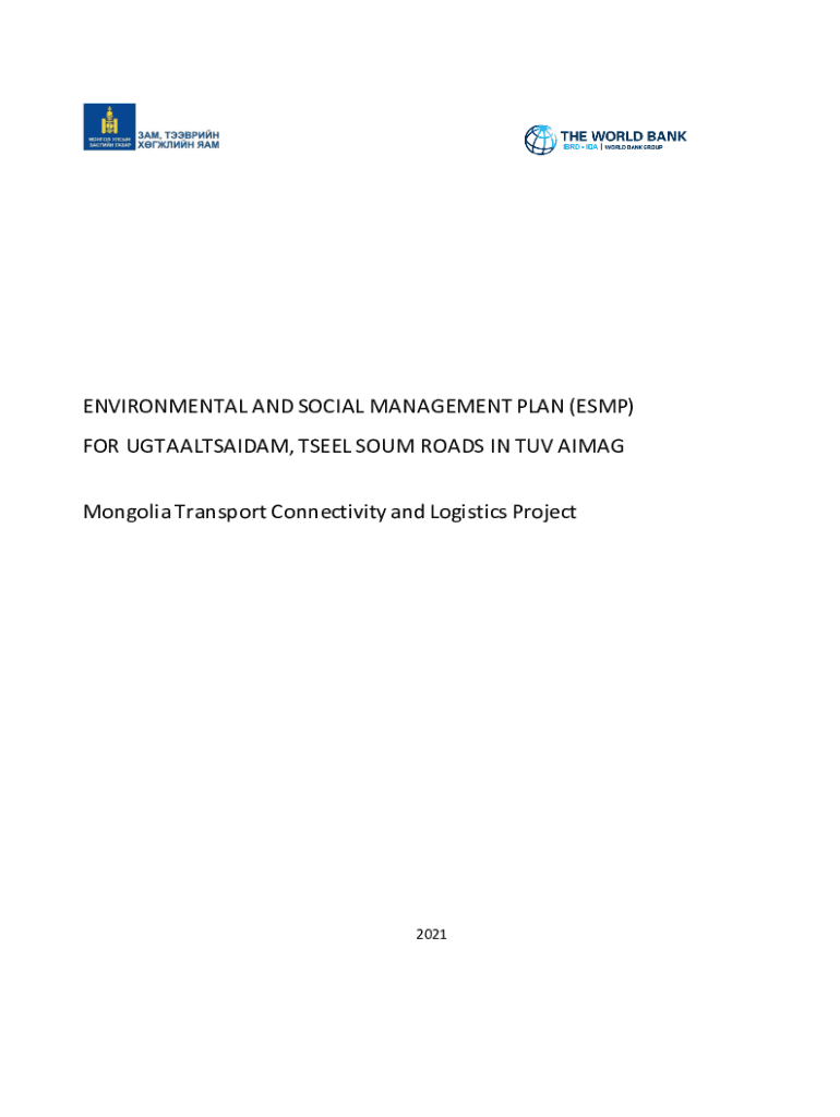 Fillable Online environmental and social management plan (esmp) for ...