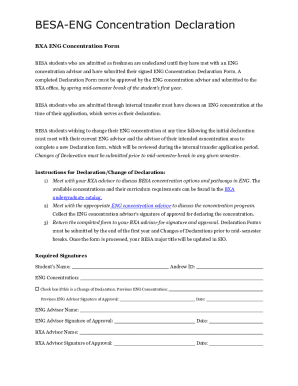 Fillable Online BESA Concentration Declaration Form Fax Email Print ...